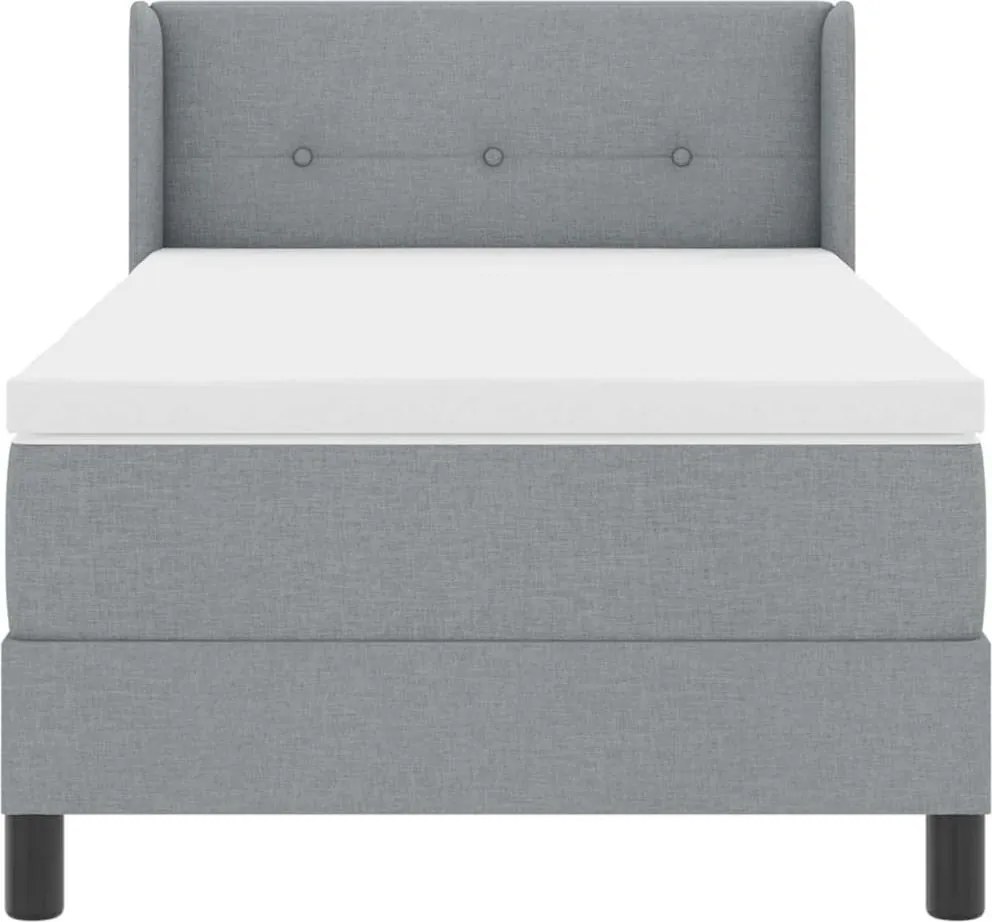 Postel s boxspringem s čelo Světle šedá 200 x 90 cm textil 3341083