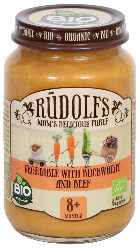 Rudolfs BIO Zelenina s pohankou a hovězím masem 190 g