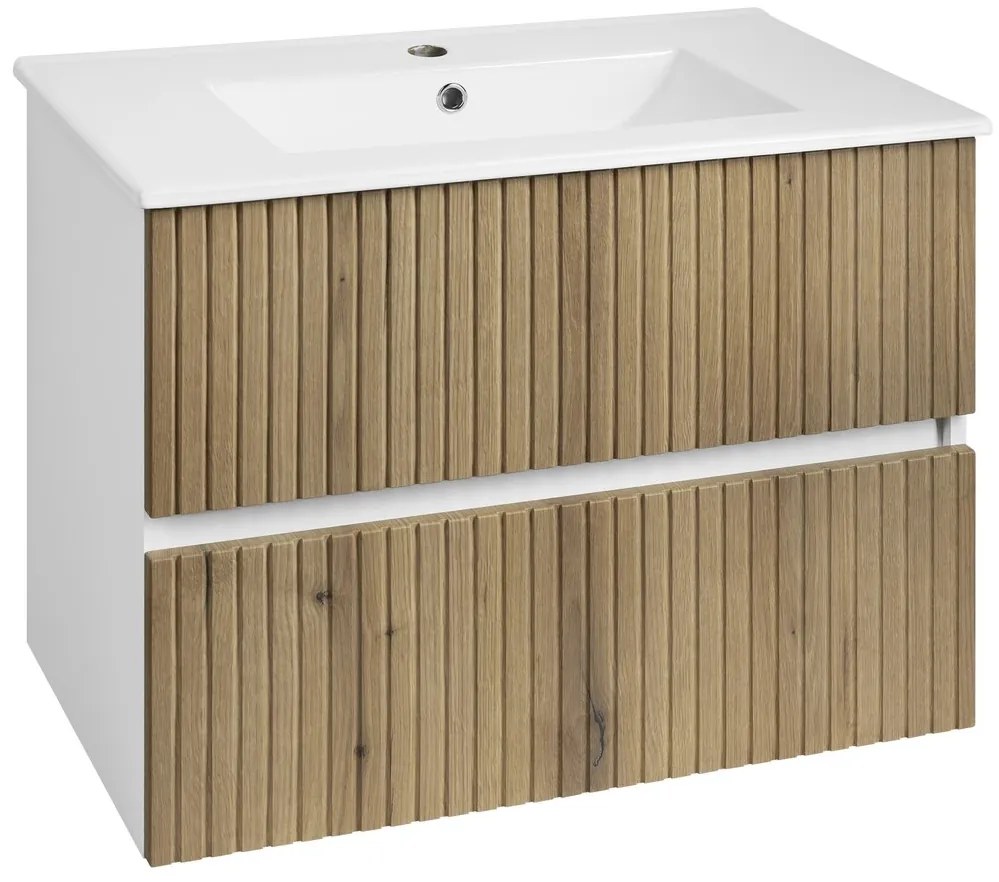 Aqualine Paneda Strip koupelnová skříňka 74,5 x 55 x 45,2 cm pod umyvadlo dub emporio hnědá PN375