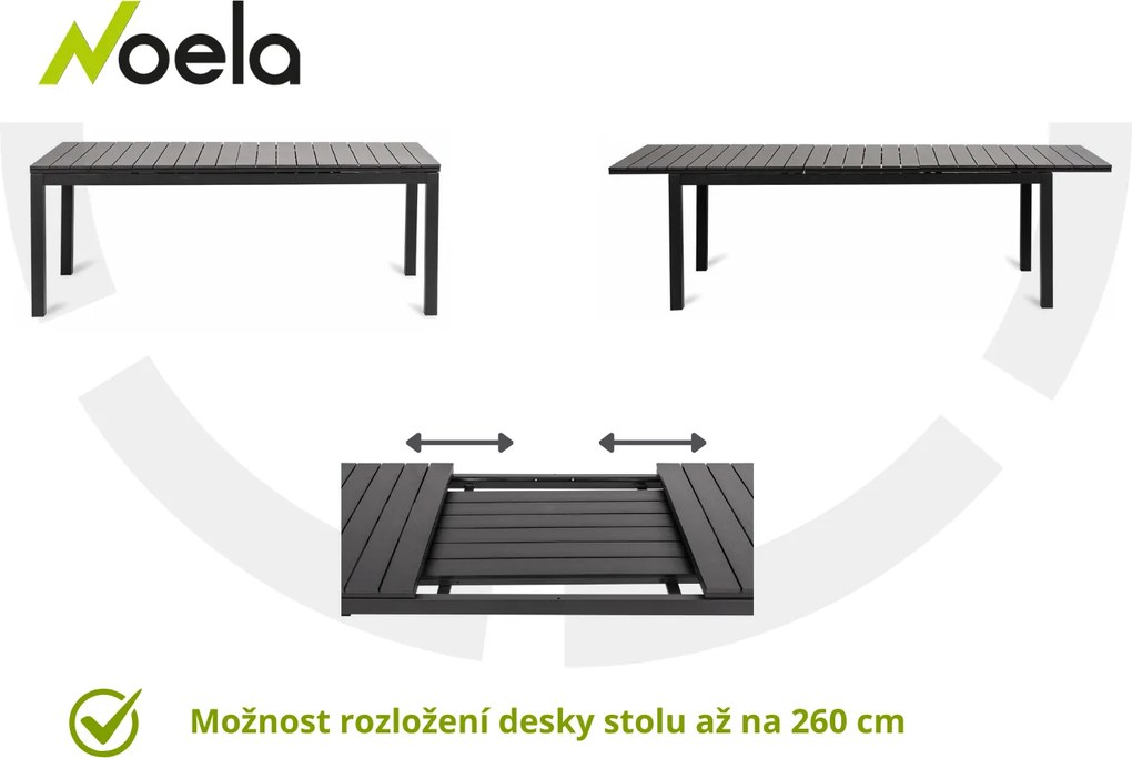 Noela Zahradní jídelní set Grande Lungo + 8x kovová židle Pia