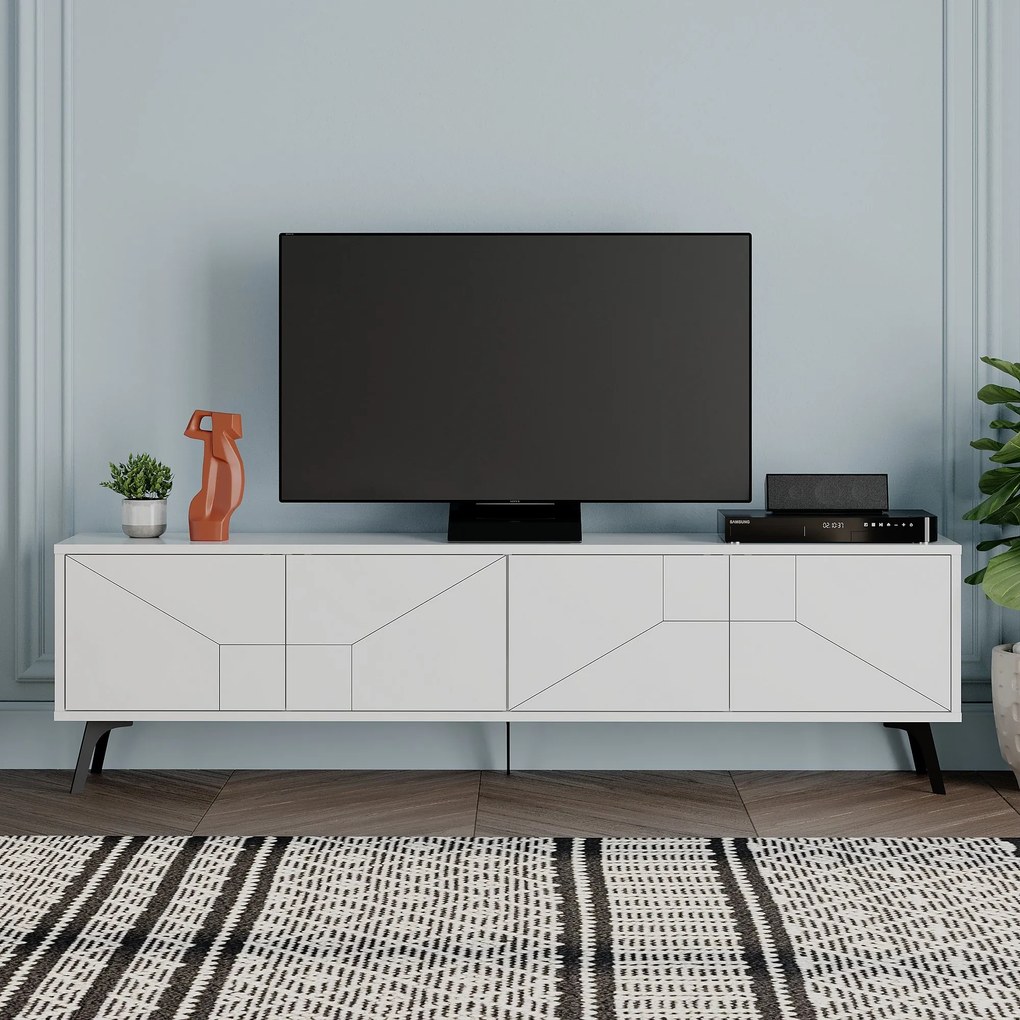 KALUNE DESIGN dřevěný TV stolek DUNE bílý 855DTE3094