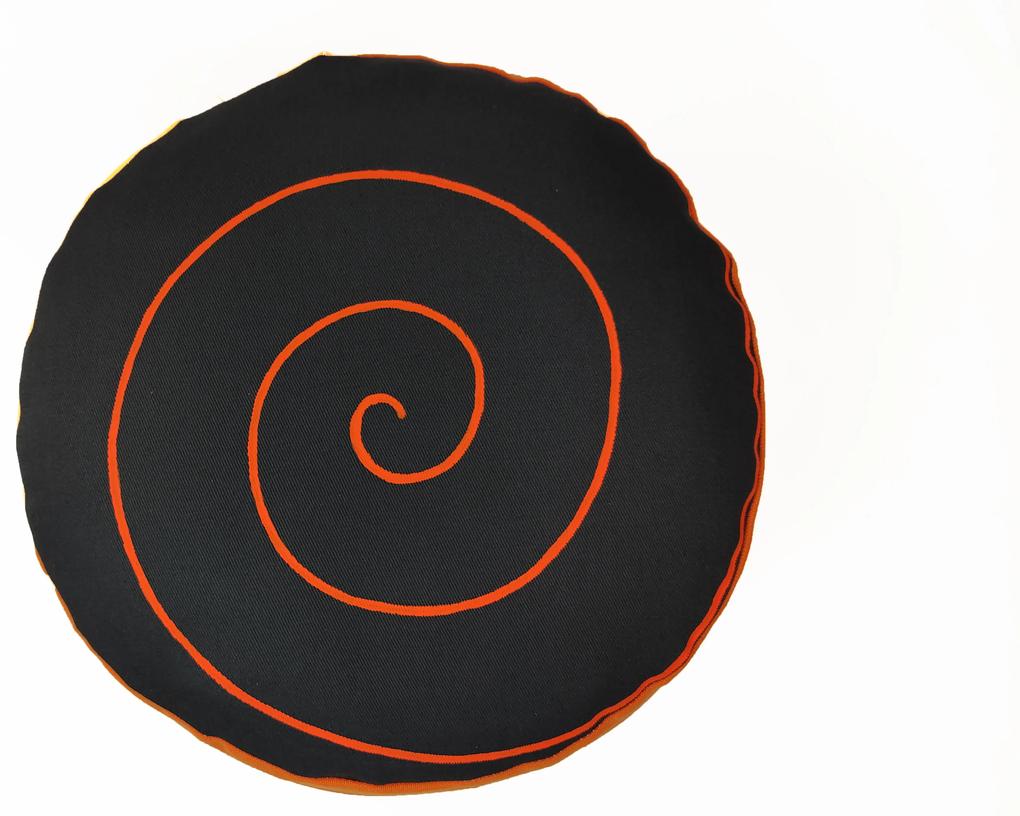 S radostí - vlastní výroba Meditační podsedák se spirálou - oranžový Velikost: ∅40 x v30 cm