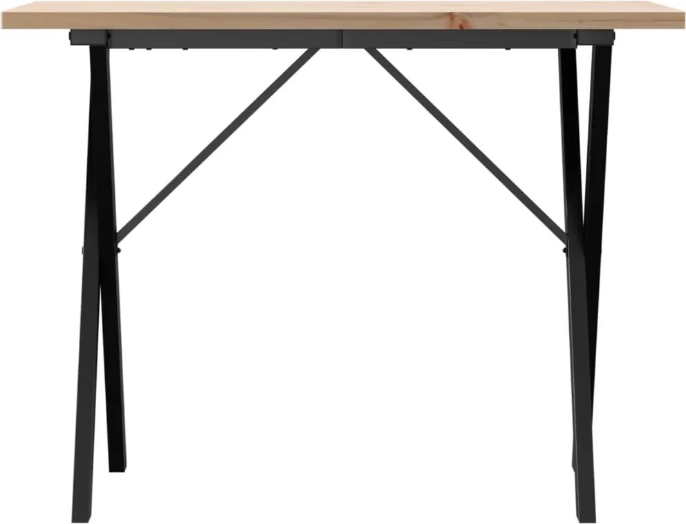 Jídelní stůl s X rámem 100 x 50 x 75,5 cm borové dřevo a ocel 3282763
