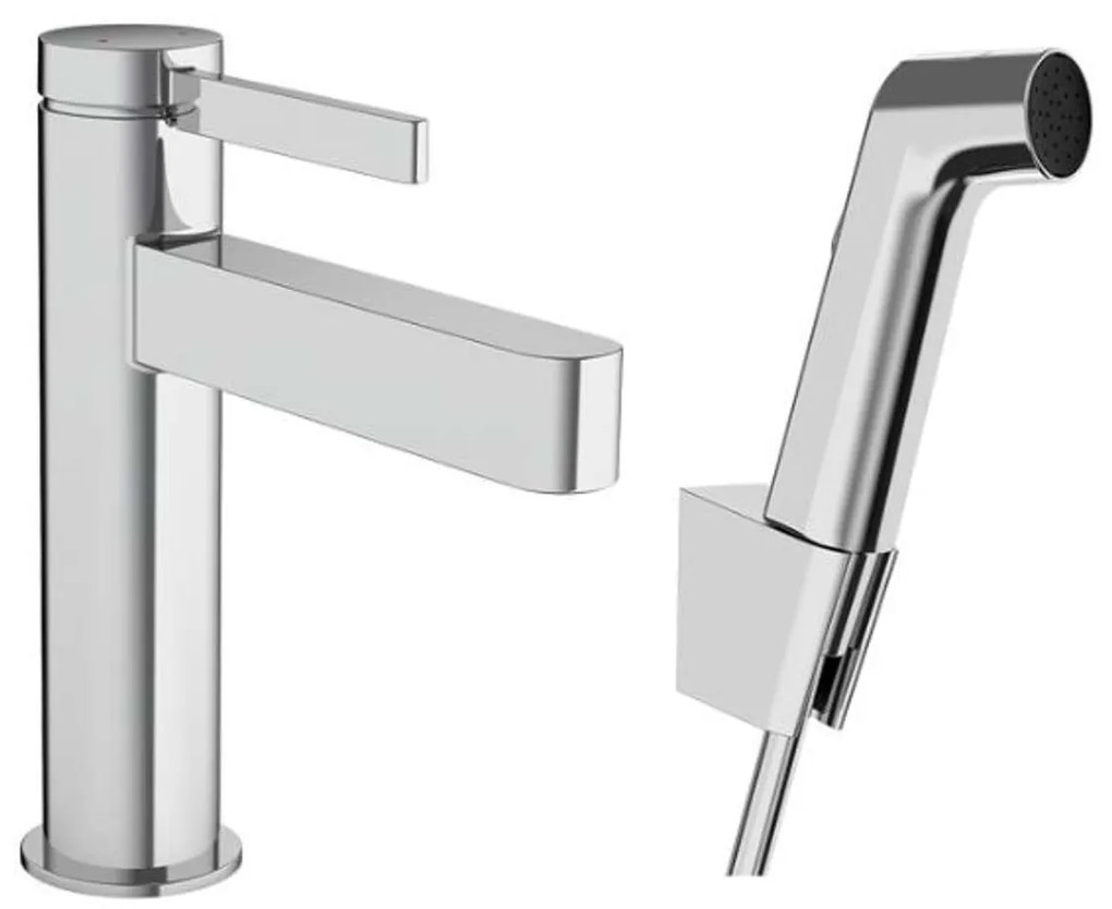 Hansgrohe Finoris - Umyvadlová baterie s výpustí Push-Open a bidetovou sprškou, EcoSmart, chrom 76210000