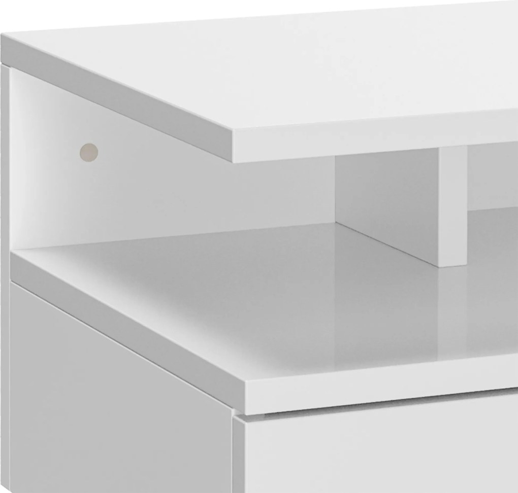HOMCOM Sada 2 floating nočních stolků se závěsem, 1 zásuvkou a otevřenou policí do ložnice 35x32x22,5 cm Jasně bílá