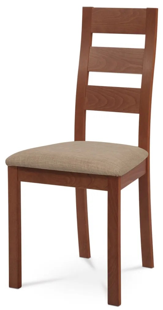 Jídelní židle, masiv buk, barva třešeň, látkový béžový potah BC-2603 TR3