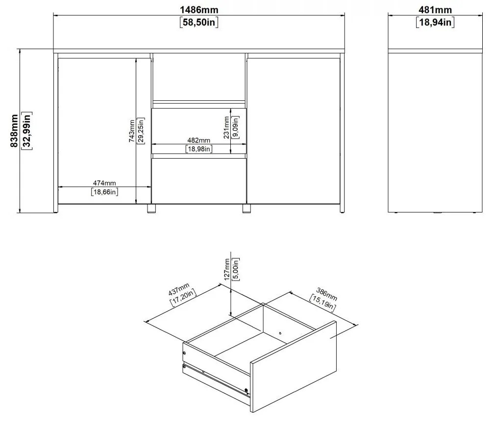 Tvilum Komoda Nerea 318 jackson hickory/bílý lesk