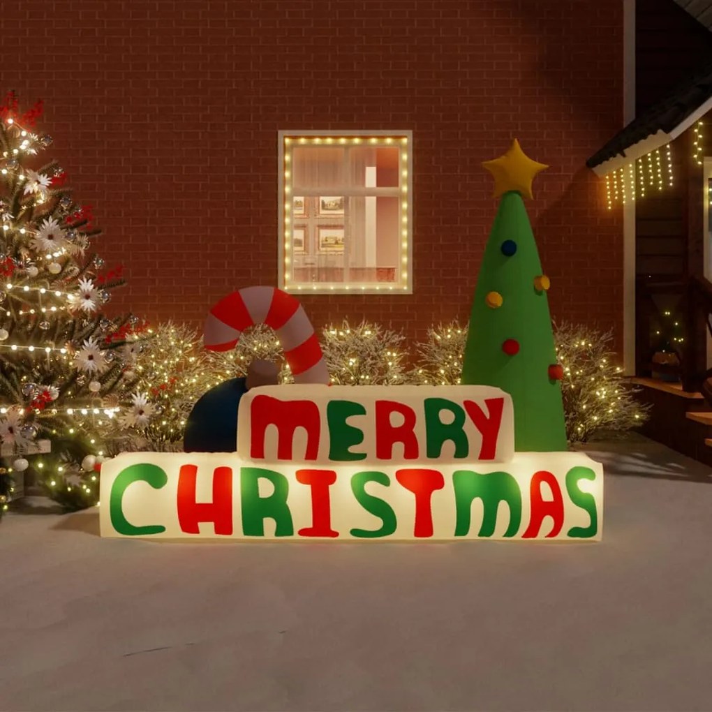 Nafukovací dekorace Merry Christmas s LED diodami 197 cm - Default Title