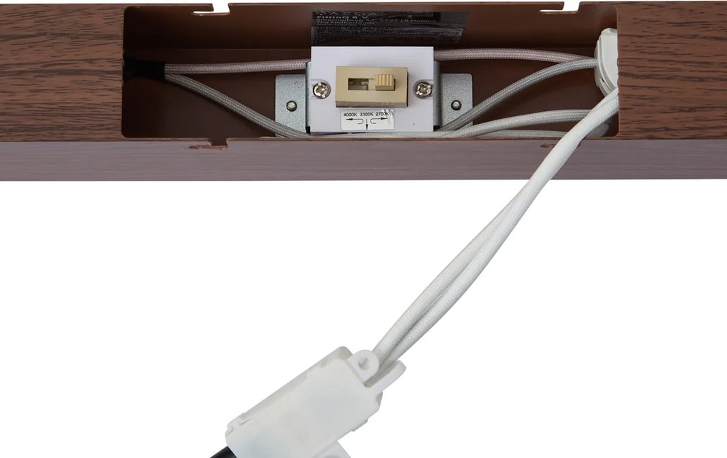Moderní stropní svítidlo vzhled ořechového dřeva vč. LED 3-stupňově stmívatelné 2700-4000K s přepínačem DIP - Keane
