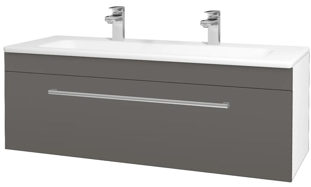 Dřevojas Koupelnová skříň ASTON SZZ 120 Varianta: N01 Bílá lesk / Úchytka T02 / D03 Cafe