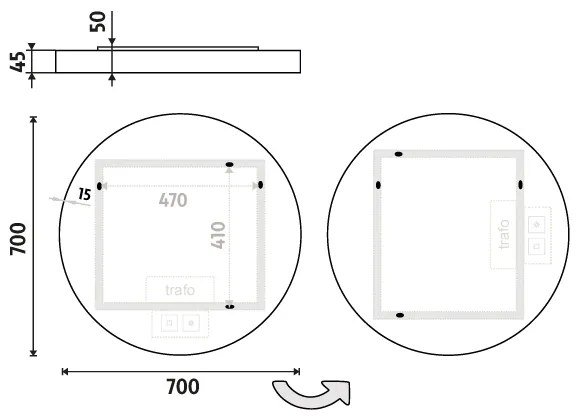 Nimco Bílé LED zrcadlo pr. 700 se dvěma dotykovými senzory - ZPB 31001RVX-05