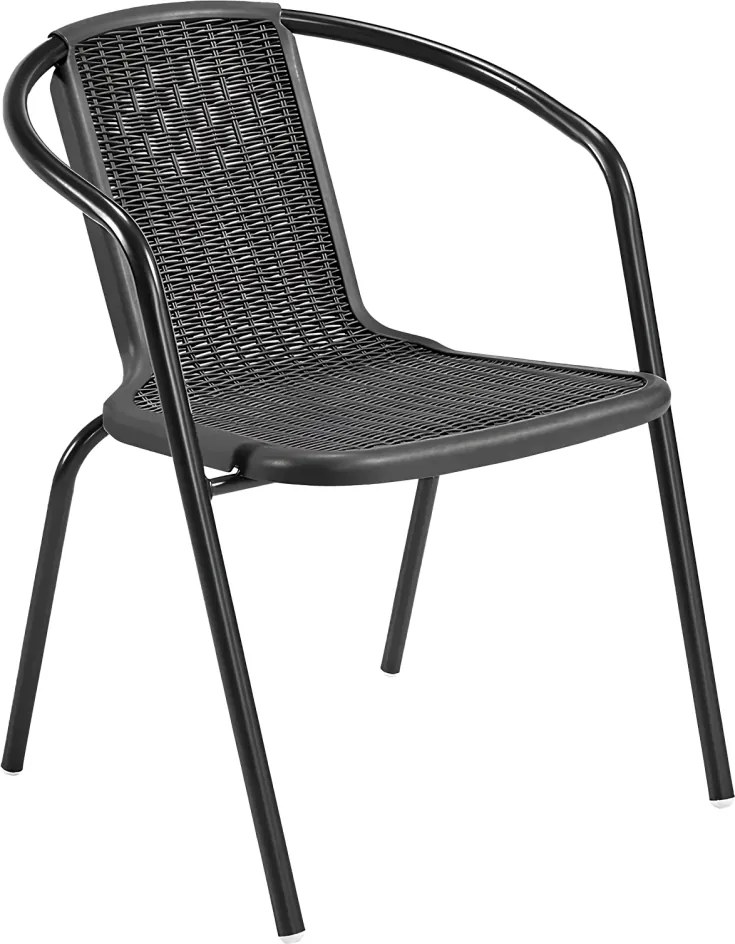 Zahradní stohovatelná židle, černá, ocel/plast, FRENY