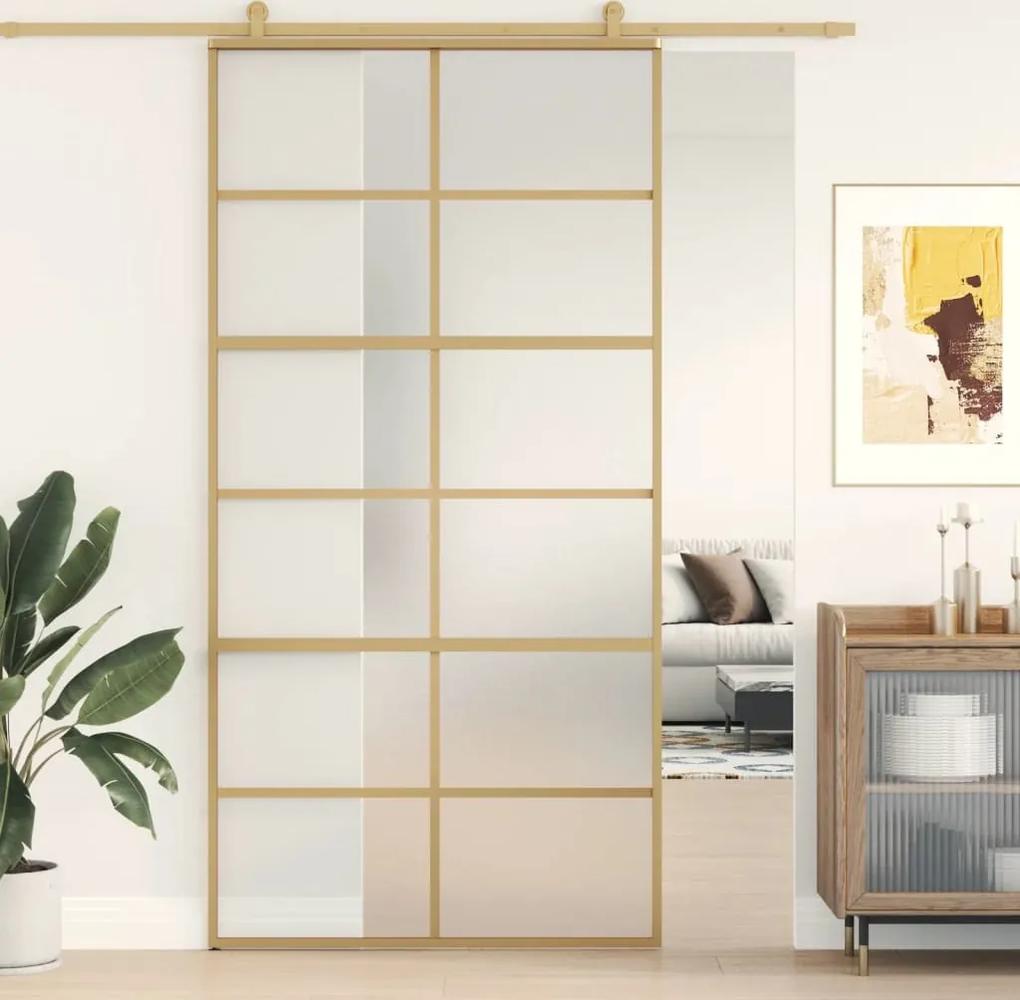 vidaXL Posuvné dveře 102,5 x 205 cm čiré ESG sklo a hliník [155168] Barva: zlatá