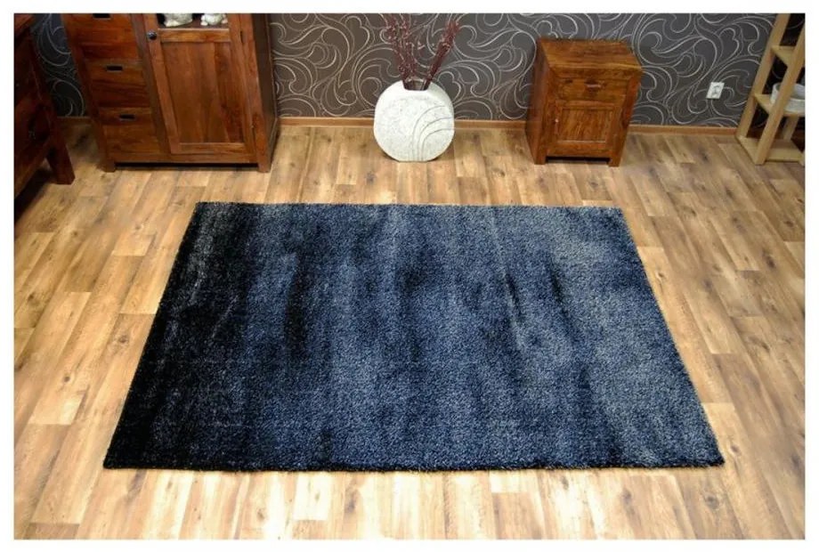 Luxusní kusový koberec Shaggy Verona černý 80x150cm