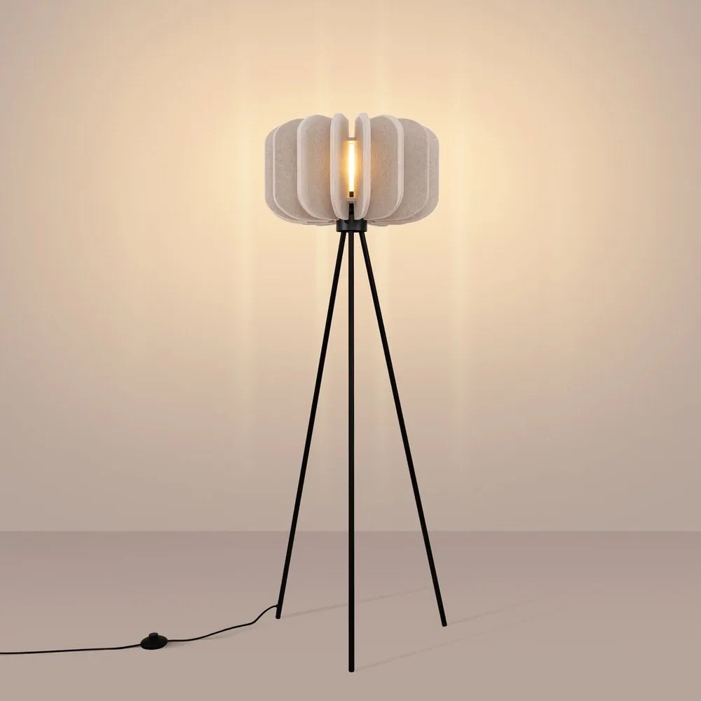 Béžová stojací lampa s textilním stínidlem (výška 134 cm) Elom – Sollux