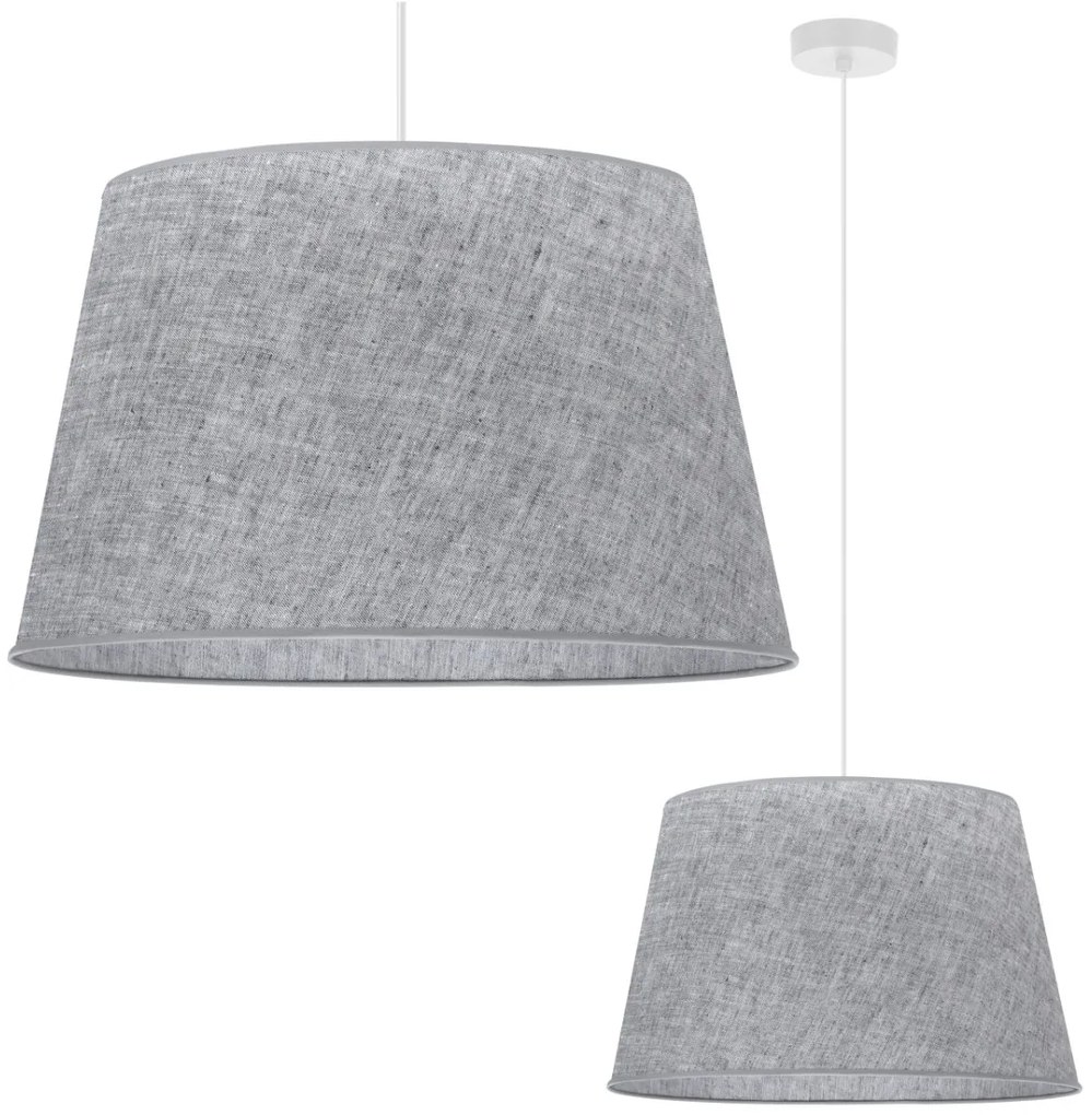 Závěsné svítidlo Len1, 1x šedé textilní stínítko, (fi 44 cm), w
