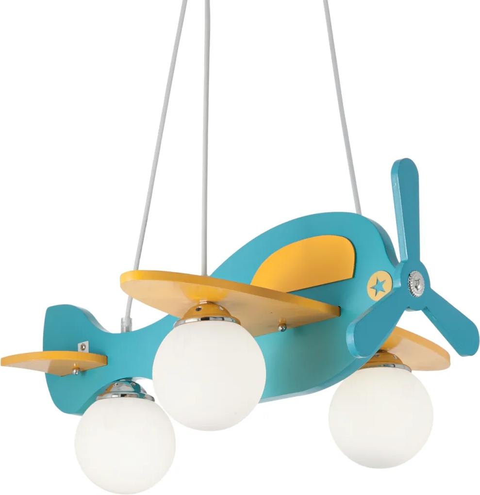 Ideal Lux Dětský závěsný modrý lustr - Letadlo