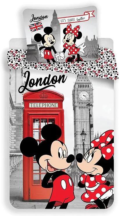 Jerry Fabrics Povlečení Mickey a Minnie Londýn Telephone 140x200 70x90