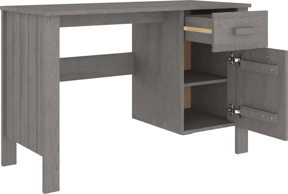 Psací stůl HAMAR světle šedý 113 x 50 x 75 cm masivní borovice 340463