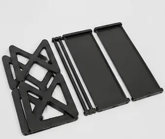 botník, 4 patra, tvrzený plast/netkaná textilie, 50x40x19 cm, černá, Dekorino BB20260005