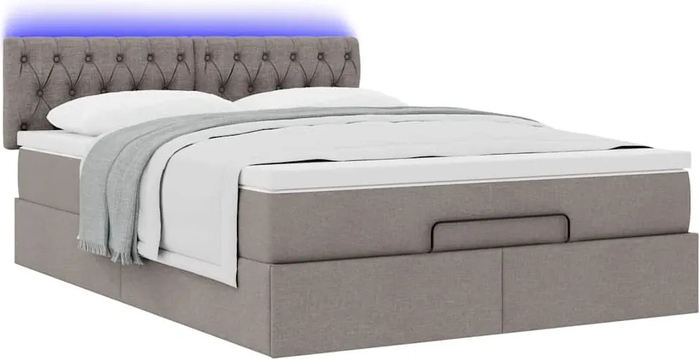 Osmanská postel s matrací & LED Taupe 140x200 cm Látka 3312399