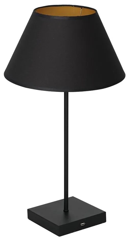 Stolní lampa s USB konektorem 1xE27/60W/230V černá