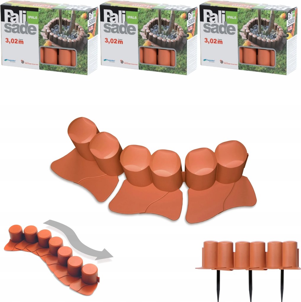 Zahradní palisáda s límcem IPAL6 Plot 9,6 m Obrubník