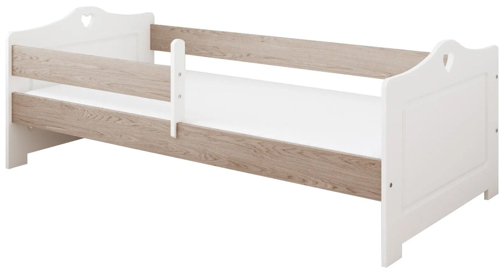 BabyBeds Dětská postel EMMA srdíčka Velikost postele: 160x80 cm, Barevné provedení: Olše, Úložný prostor: Ne, bez úložného prostoru Bílá