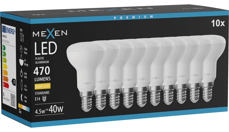 Mexen Nova 10x LED žárovka E14, R50, 4,5W, Teplá - 3000K, 470 lm - L103-E14-0530-01x10