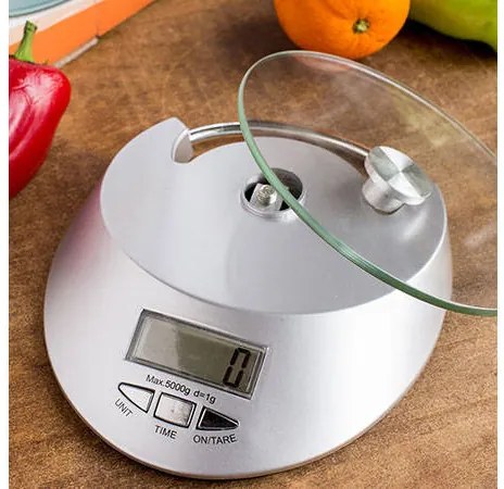 Verk Group Elektronická skleněná kuchyňská pohotovost 5kg / 1g clock