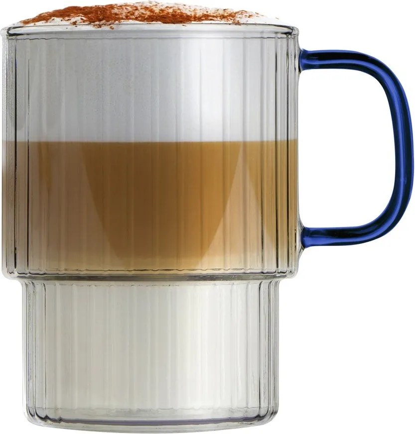Modré skleněné hrnky v sadě 2 ks na cappuccino 350 ml Livio – Vialli Design