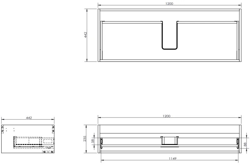 Mexen Rivel, koupelnová skříňka 120 cm s umyvadlem Vela, 1 zásuvka, drážkovaná, grafitová matná/bílá matná, 91A20-12023-1-BF66-W23M0