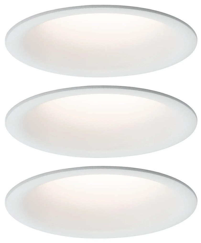Paulmann 93419 LED Cymbal, set bílých bodovek, 3x6,7W LED 2700K dim-to-warm, prům. 7,7cm, IP44
