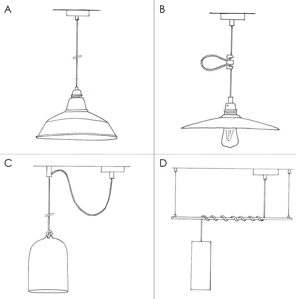 creative cables Závěsná lampa doplněná o textilní kabel a dvojité stínidlo Tub-E14 Barva: Matná bílá-matná měď