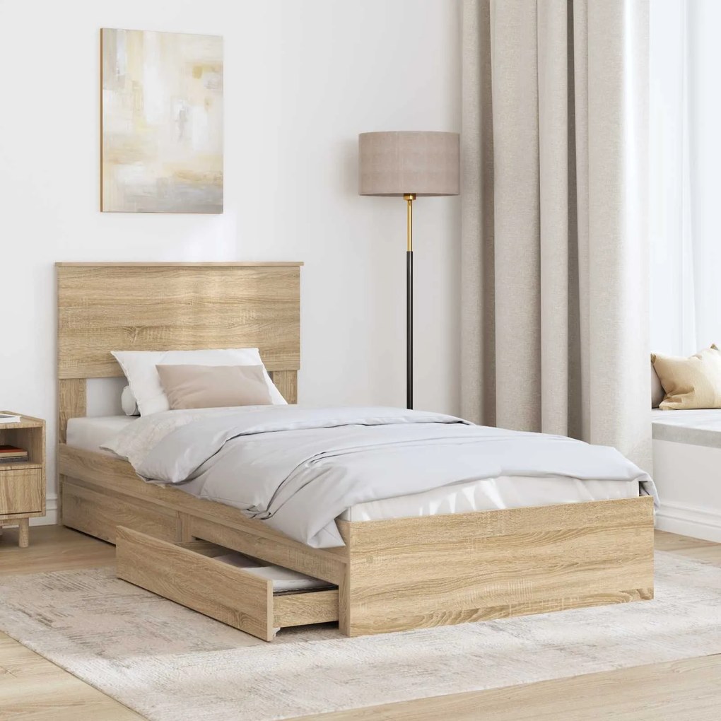 Postel s úložným prostorem se zásuvkou Sonoma dub 75 x 190 cm 3408510