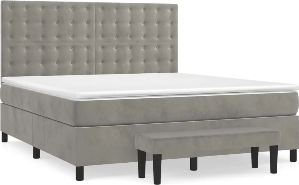 Box spring postel s matrací světle šedá 160x200 cm samet 3138091