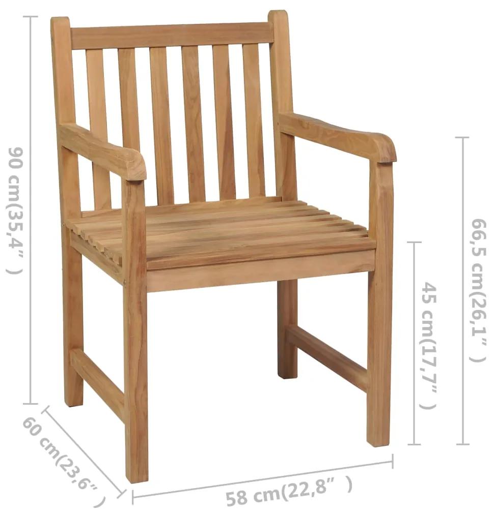 Zahradní židle 2 ks červené podušky masivní teakové dřevo,  3062736