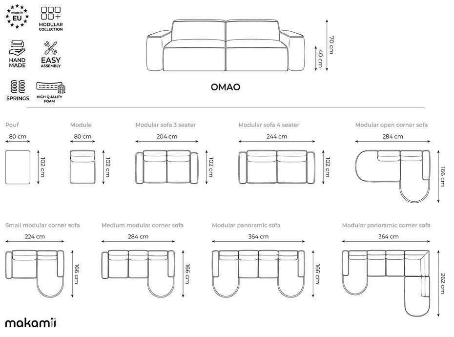 Žinylková pohovka v terakotové barvě 204 cm Omao – Makamii