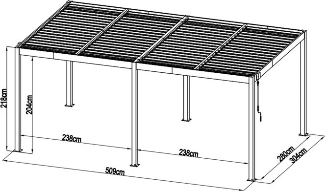 Hliníková bioklimatická pergola s lamelami BestBerg BBP-15G / 5 x 3 m / šedá