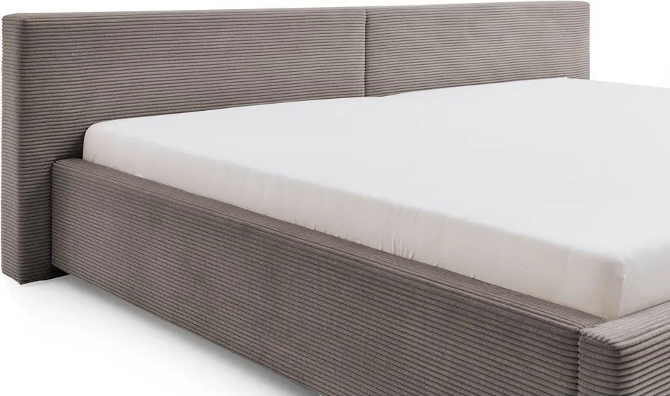 Taupe čalouněná dvoulůžková postel s úložným prostorem s roštem 200x240 cm Cube – Meise Möbel