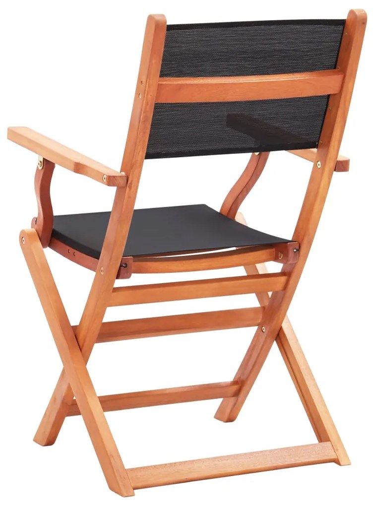 Skládací zahradní židle 2 ks černé masivní eukalyptus textilen - Default Title