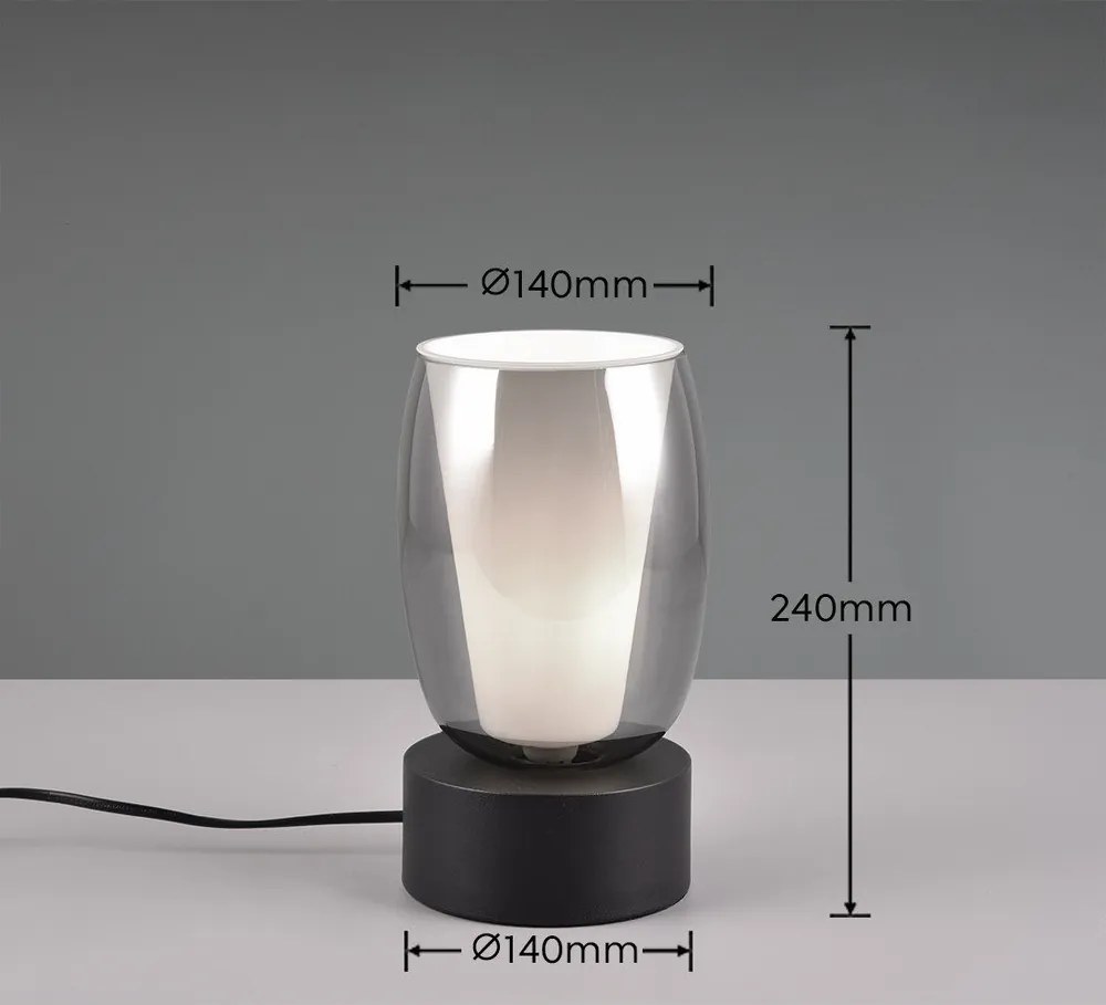 Stolní lampa se skleněným stínidlem v černo-stříbrné barvě (výška 24 cm) Barret – Trio Select
