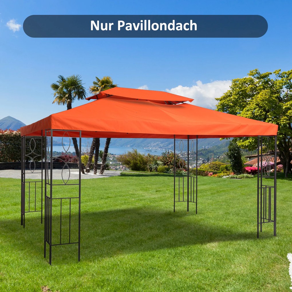 Outsunny náhradní střecha pavilonu 3x4m pro kovový pavilon zahradní pavilon párty stan polyesterový zahradní stan v rezavě červené barvě |