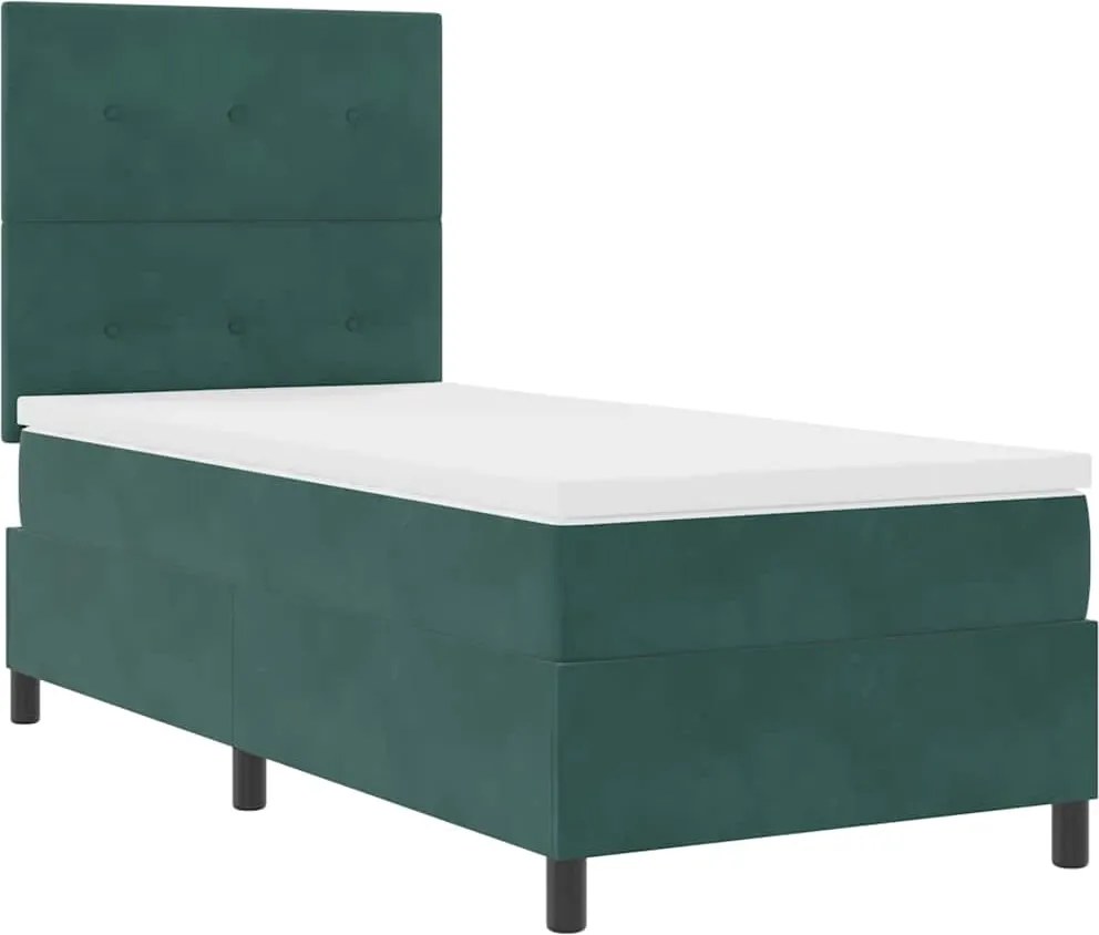 Postel s boxspringem s čelo Tmavě zelená 90 x 200 cm samet 3339809