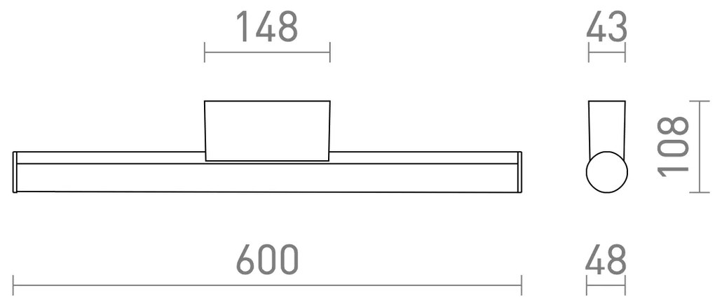 Rendl R13889 koupelnové nástěnné LED světlo CASSAMBA 60, chrom, mléčný akryl, 12W, 3000K, 4000K, IP44, 60cm