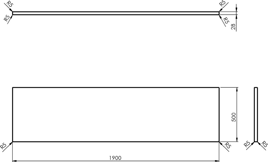 Sapho Woody deska 1900 x 28 x 500 mm masiv dřevo hnědá WD190-70