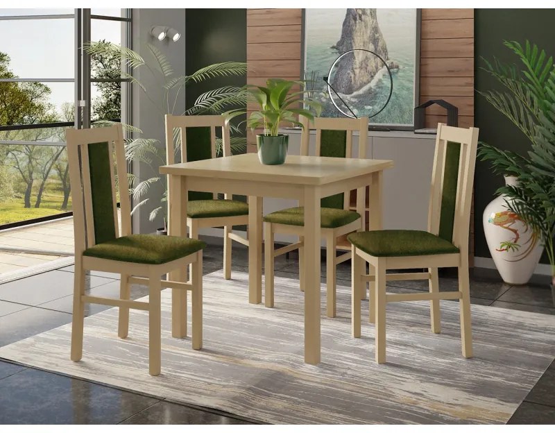 Jídelní stůl se 4 židlemi - AL27, Barva dřeva: bílá-L, Potah: Hygge D91