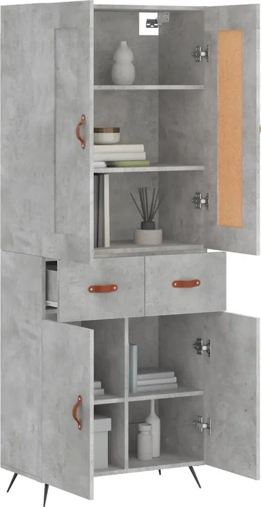 Skříň highboard betonově šedá 69,5x34x180 cm kompozitní dřevo 3199853