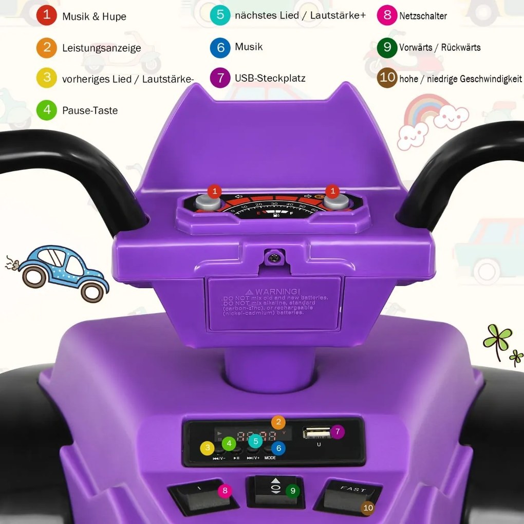Costway 12 V elektrická dětská čtyřkolka se světlometem mini