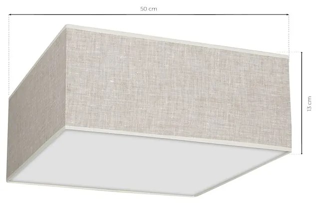Stropní svítidlo Lino Square, 1x lněné stínítko, (bílé plexisklo), (50cm)